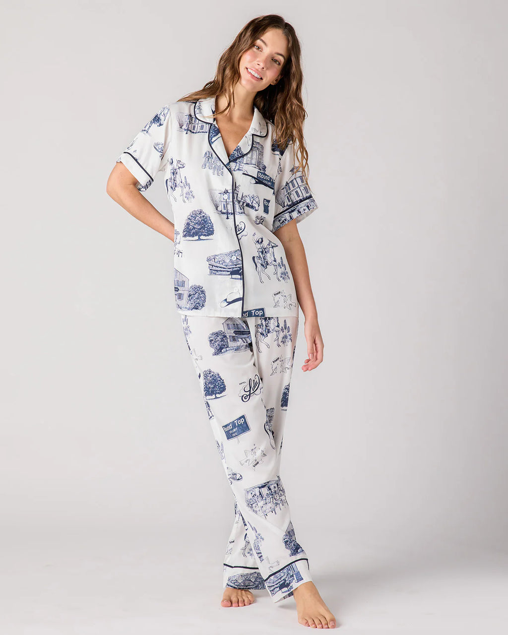 Round Top Toile Pajama Pants Set – Brooke & Blue